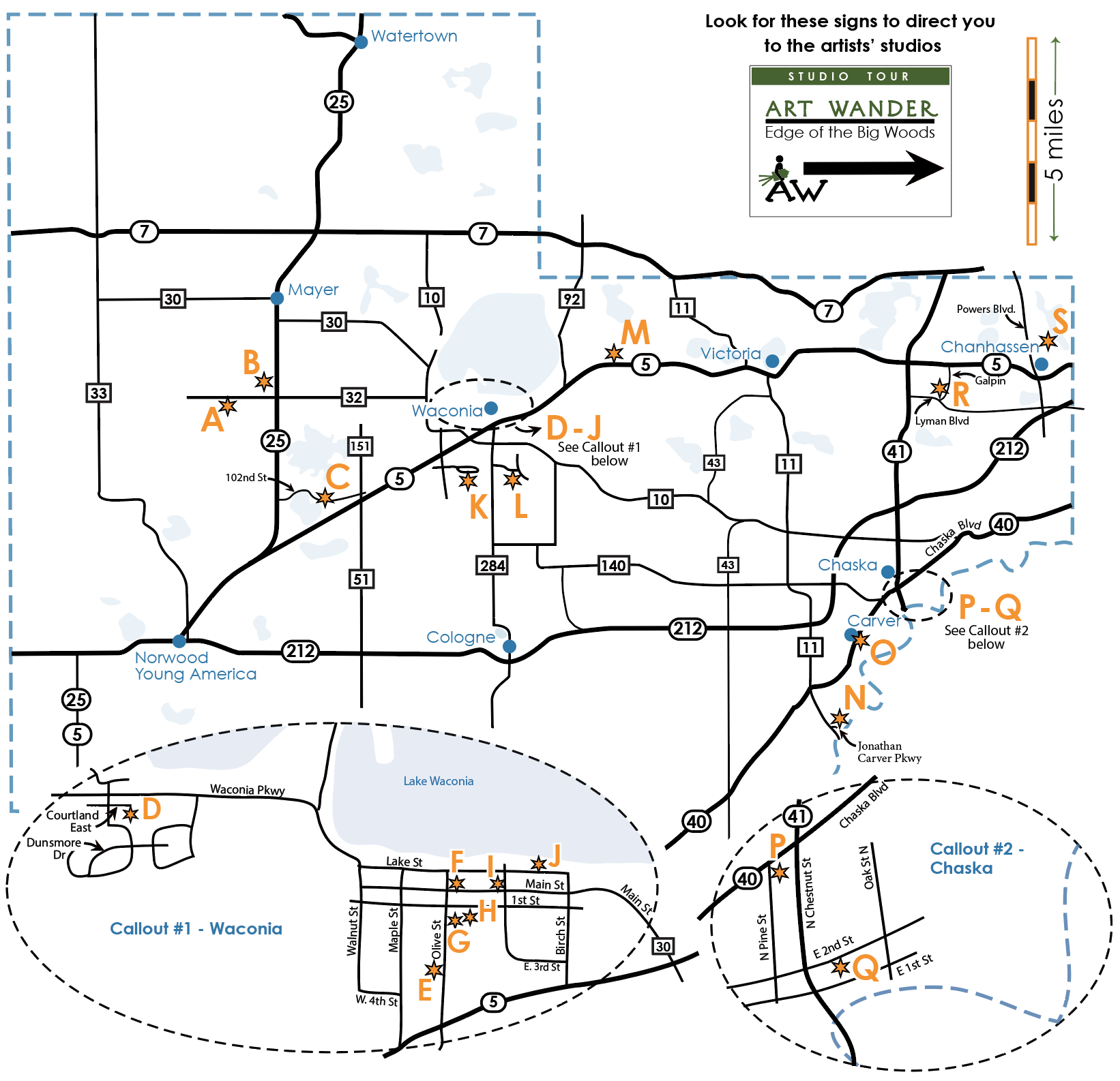 Studio Map - Edge of the Big Woods Art Wander
